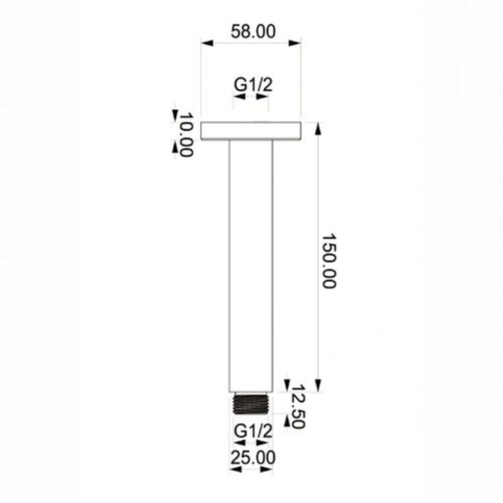 AQUAS Ceiling Connector 150mm Matt Black | Elite Bathware & Tiles
