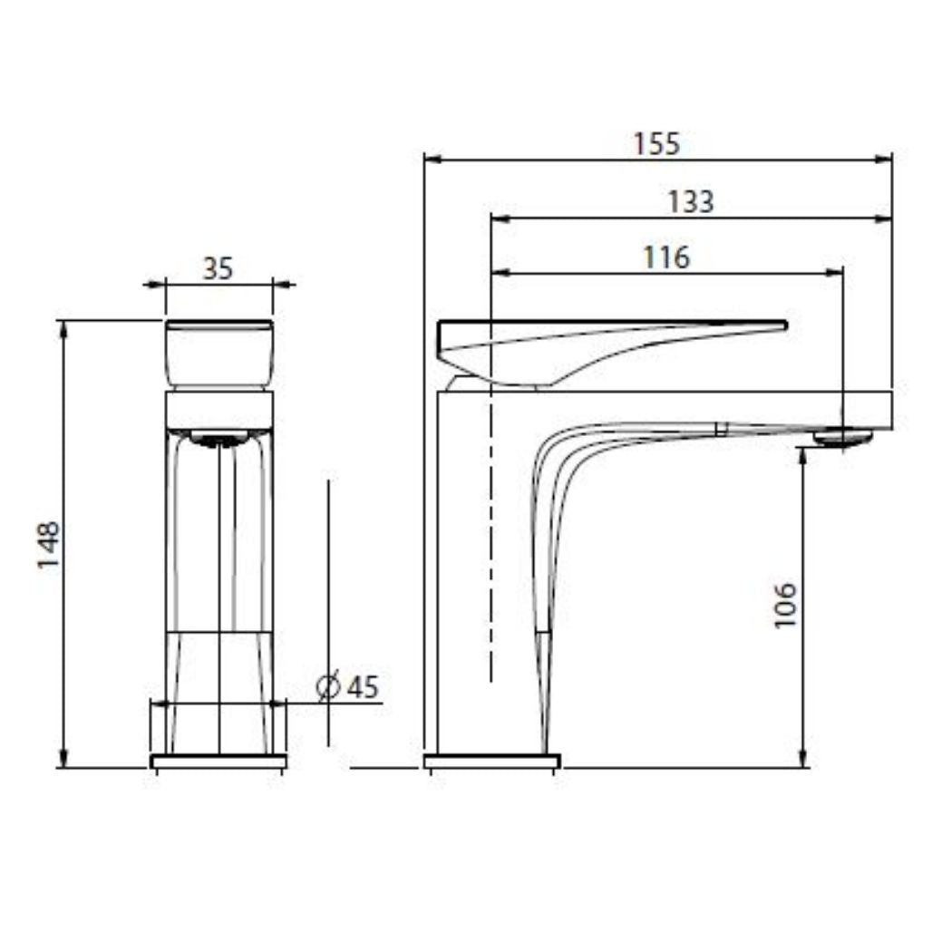 FIMA Zeta Basin Mixer 148 - Brushed Nickel | Elite Bathware