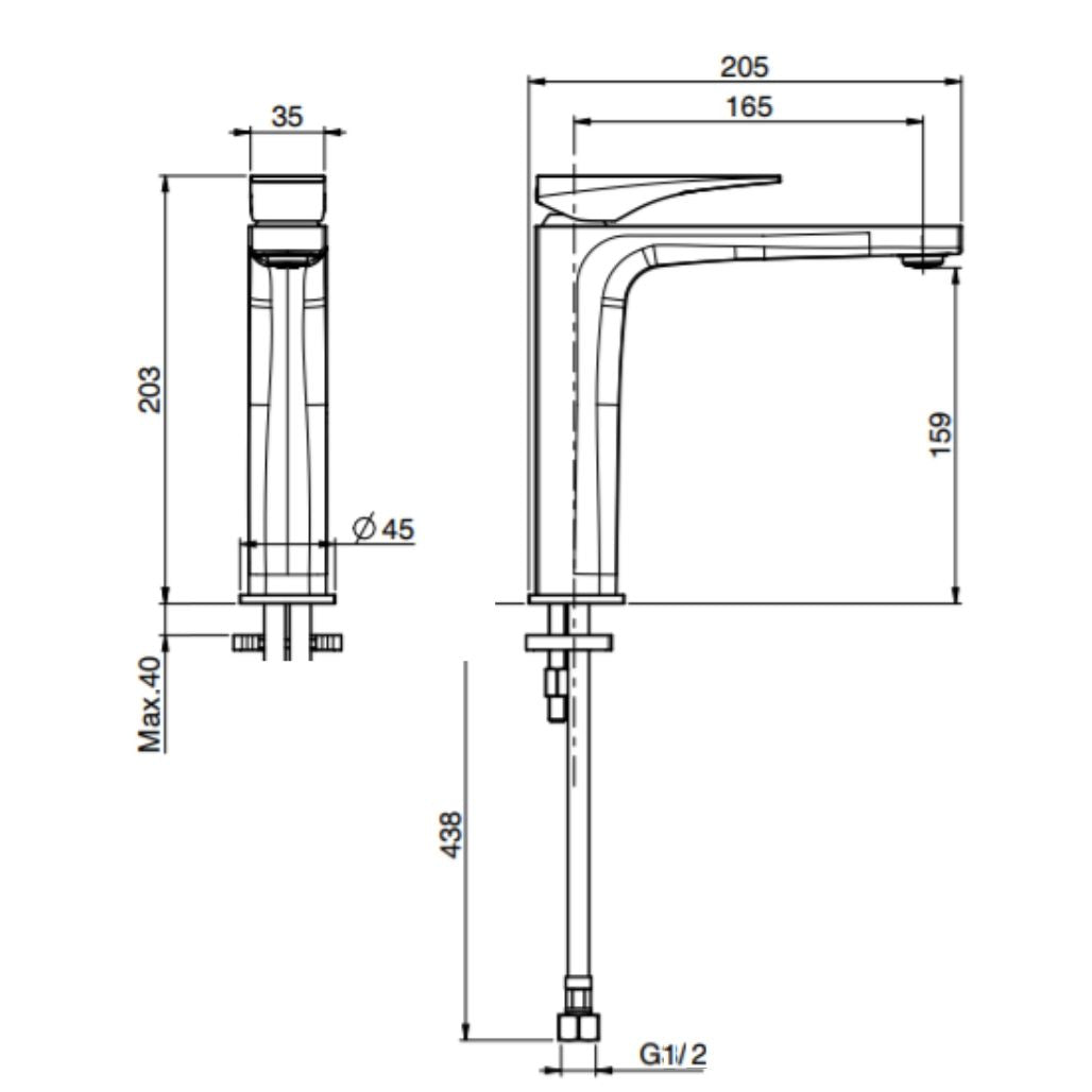 Zeta Basin Mixer 203mm - Chrome | Elite Bathware