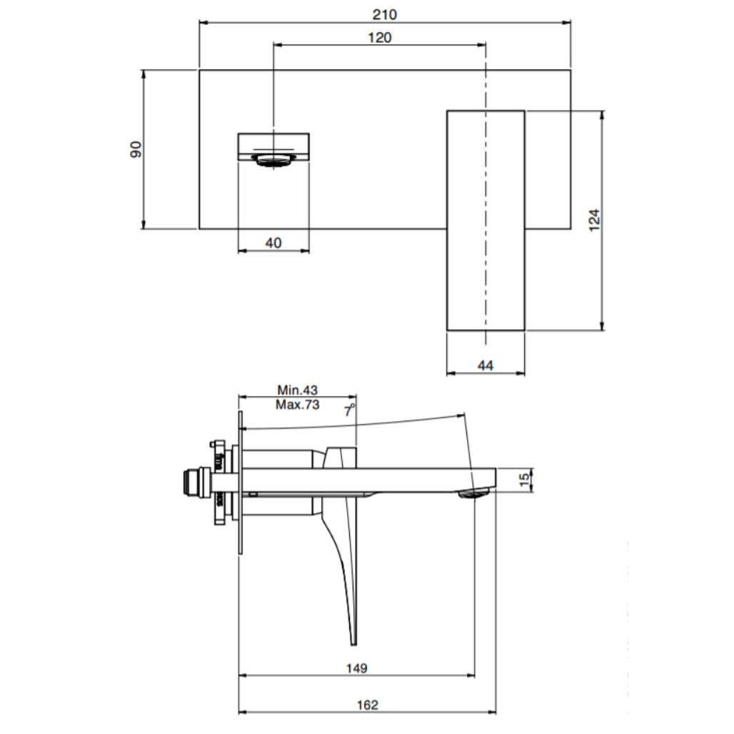 Zeta Wall Mixer 162mm - Chrome | Elite Bathware